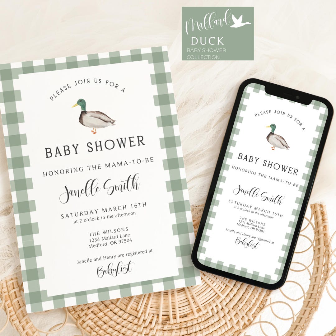Mallard Duck Baby Shower Invitation, Mallard Duck Mobile Invite ...