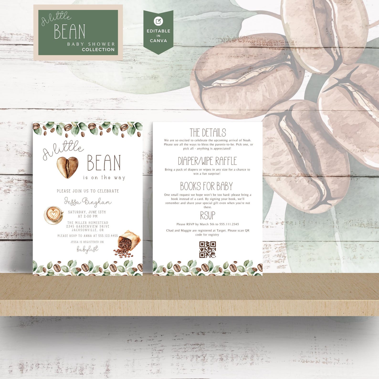 Little Bean is Brewing Baby Shower, Little Bean Shower Bundle, Coffee ...
