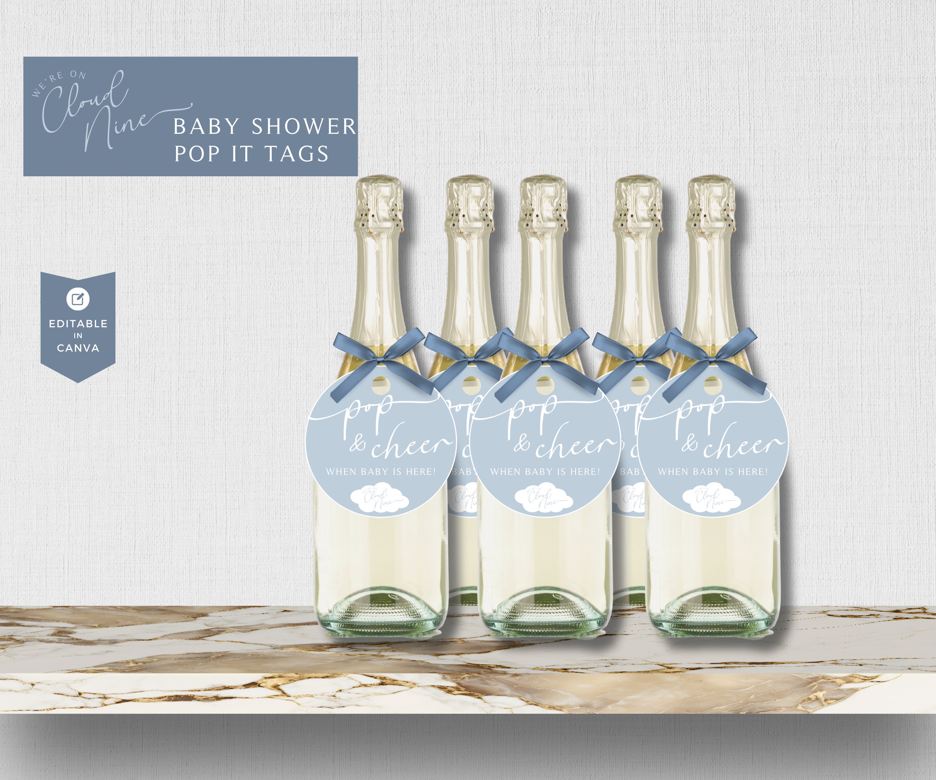 Pop and Cheer Baby Shower Tag, on Cloud Nine Baby Shower, Baby Shower ...