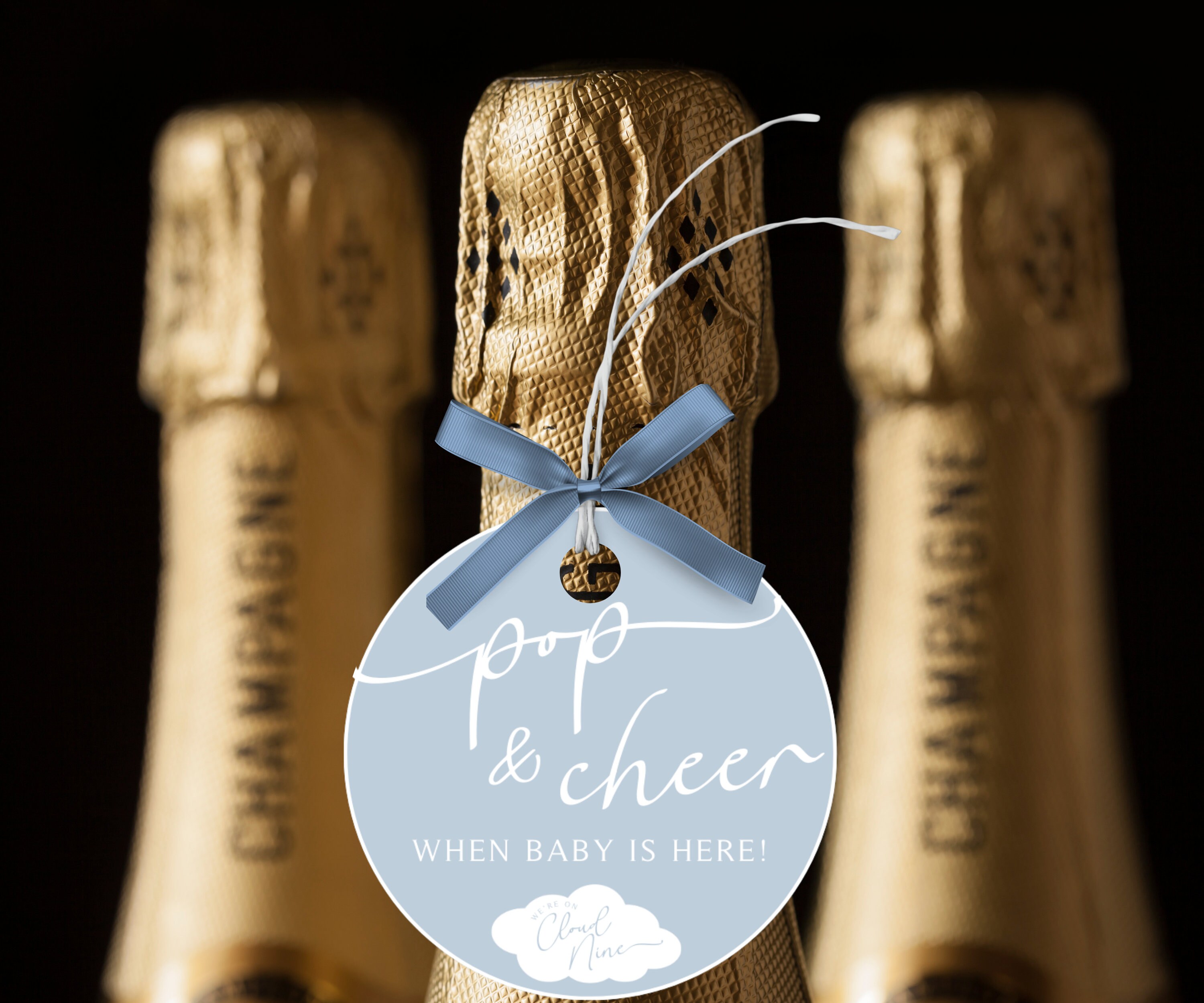 Pop and Cheer Baby Shower Tag, on Cloud Nine Baby Shower, Baby Shower ...