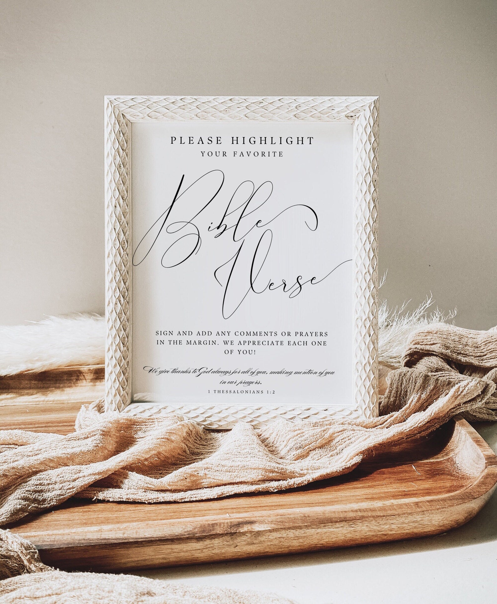 Wedding Bible Verse Guest Book Sign: Highlight & Sign (digital Download ...