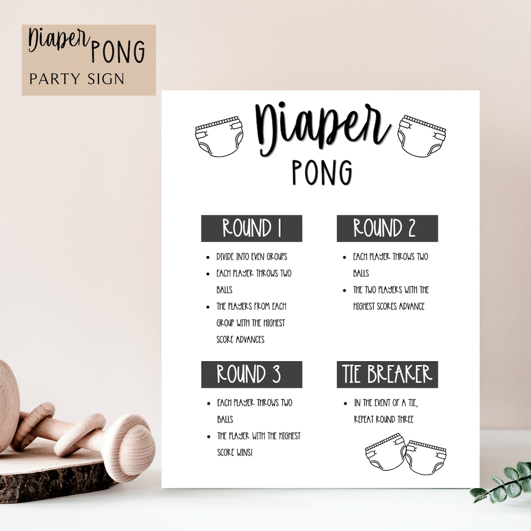 Diaper Pong Baby Shower Game Baby Shower Activity Instant - Etsy