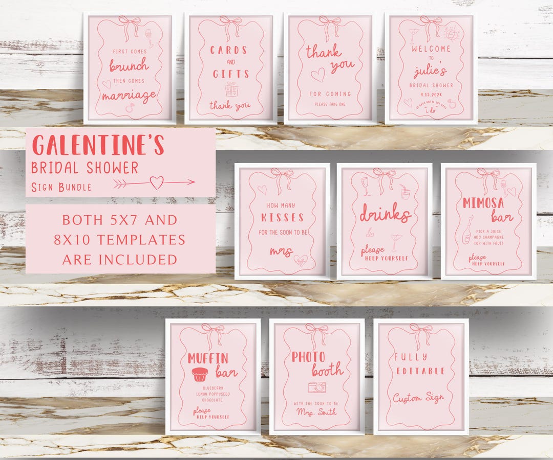 Galentine Bridal Shower SIGN Bundle, Valentine Shower, Bridal Shower ...