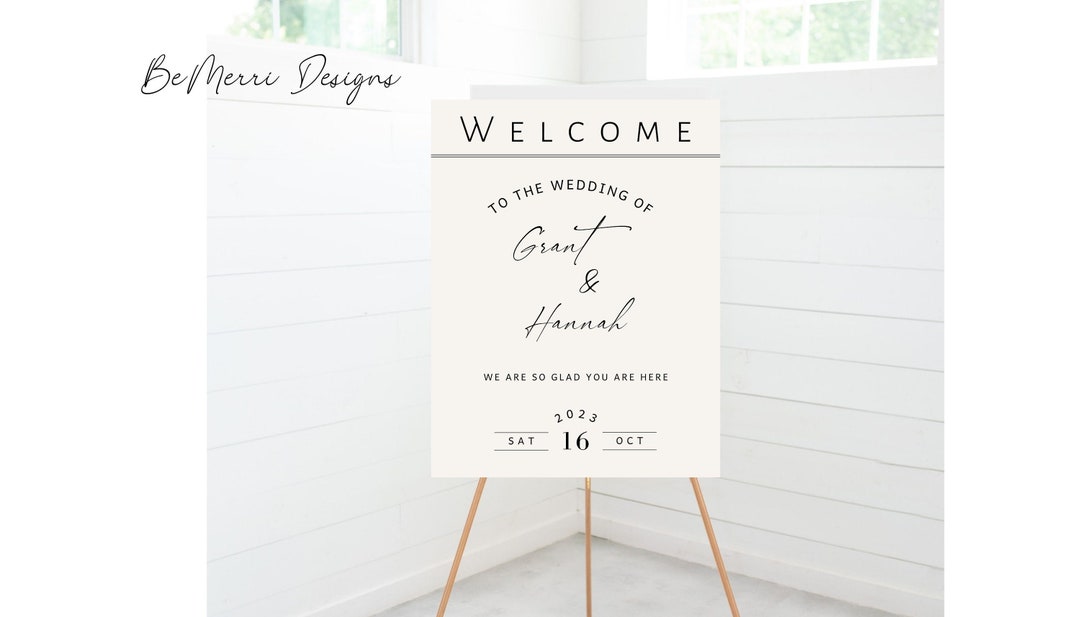 NEUTRAL Welcome to Our Wedding Sign Template | Editable Wedding Sign ...