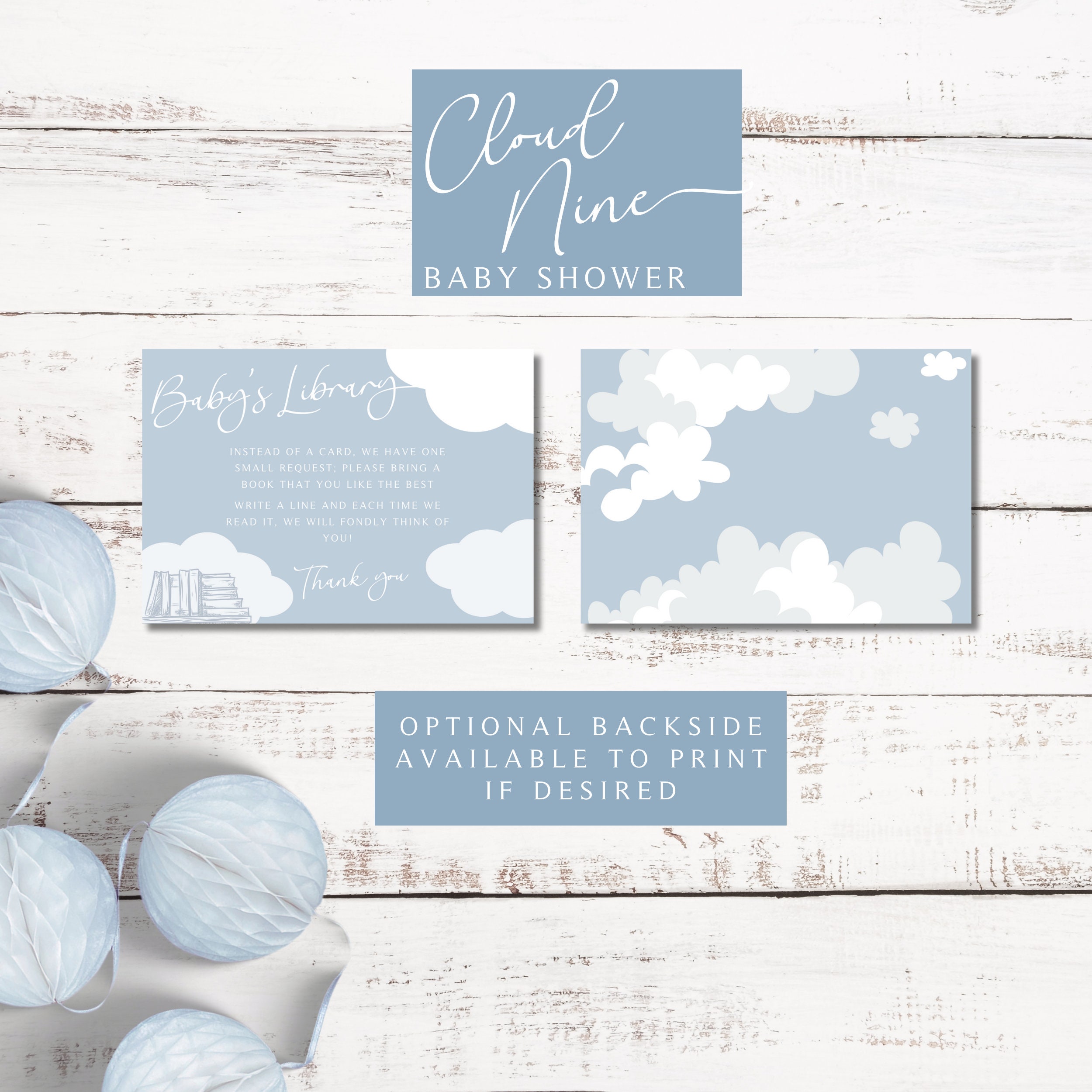 We're on Cloud Nine Baby Shower, Canva Template, Cloud 9 Invitation ...