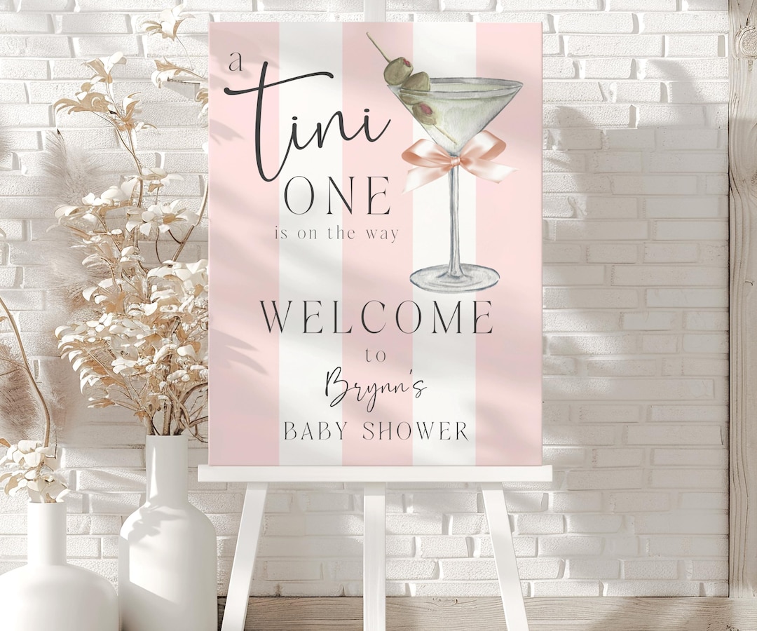 Martini Baby Shower Welcome Sign, A Tini One is on the Way, Welcome ...