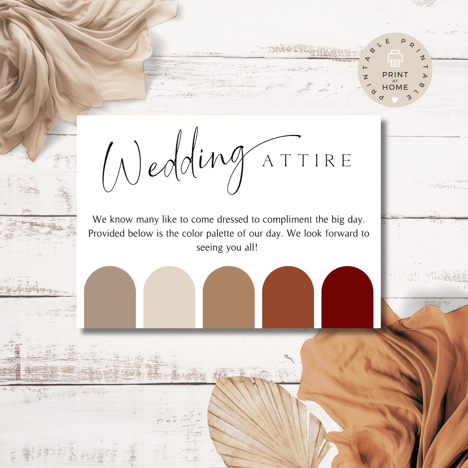 Wedding Color Palette Card Editable Wedding Dress Code Card Canva Dress ...