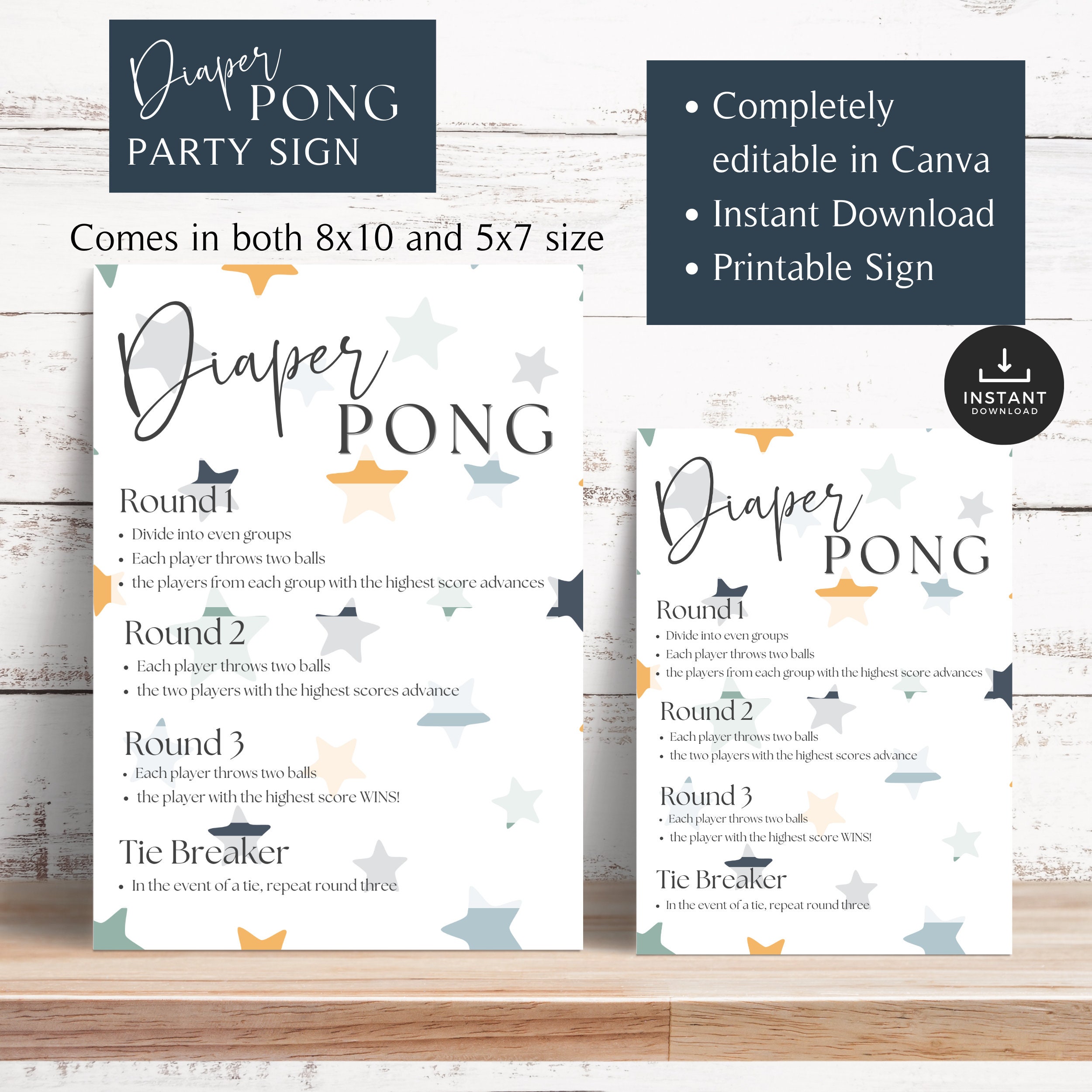Diaper Pong Baby Shower Game Baby Shower Activity Instant - Etsy