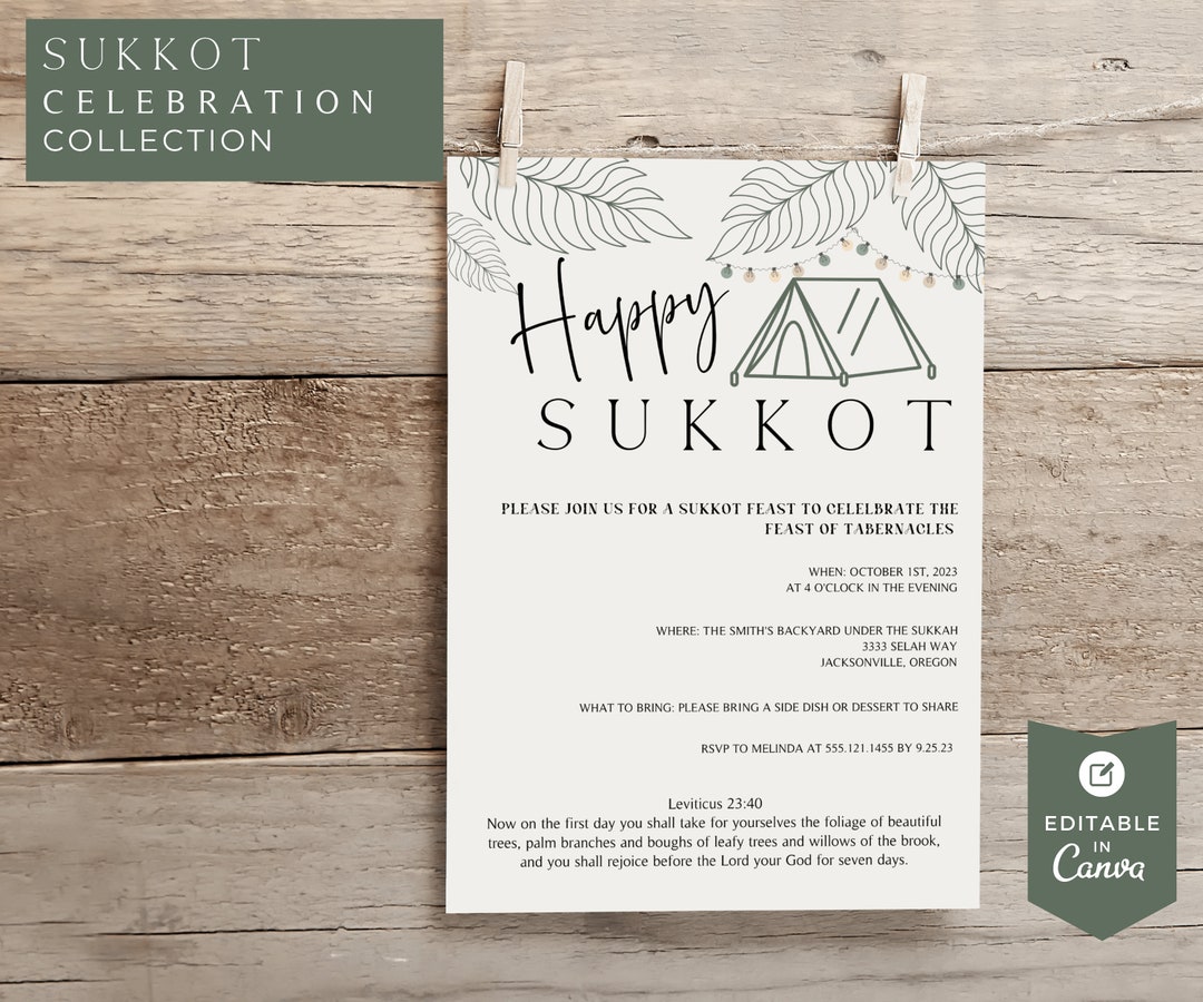 SUKKOT Invitation MESSIANIC, Festival of Booths Invitation, Canva ...