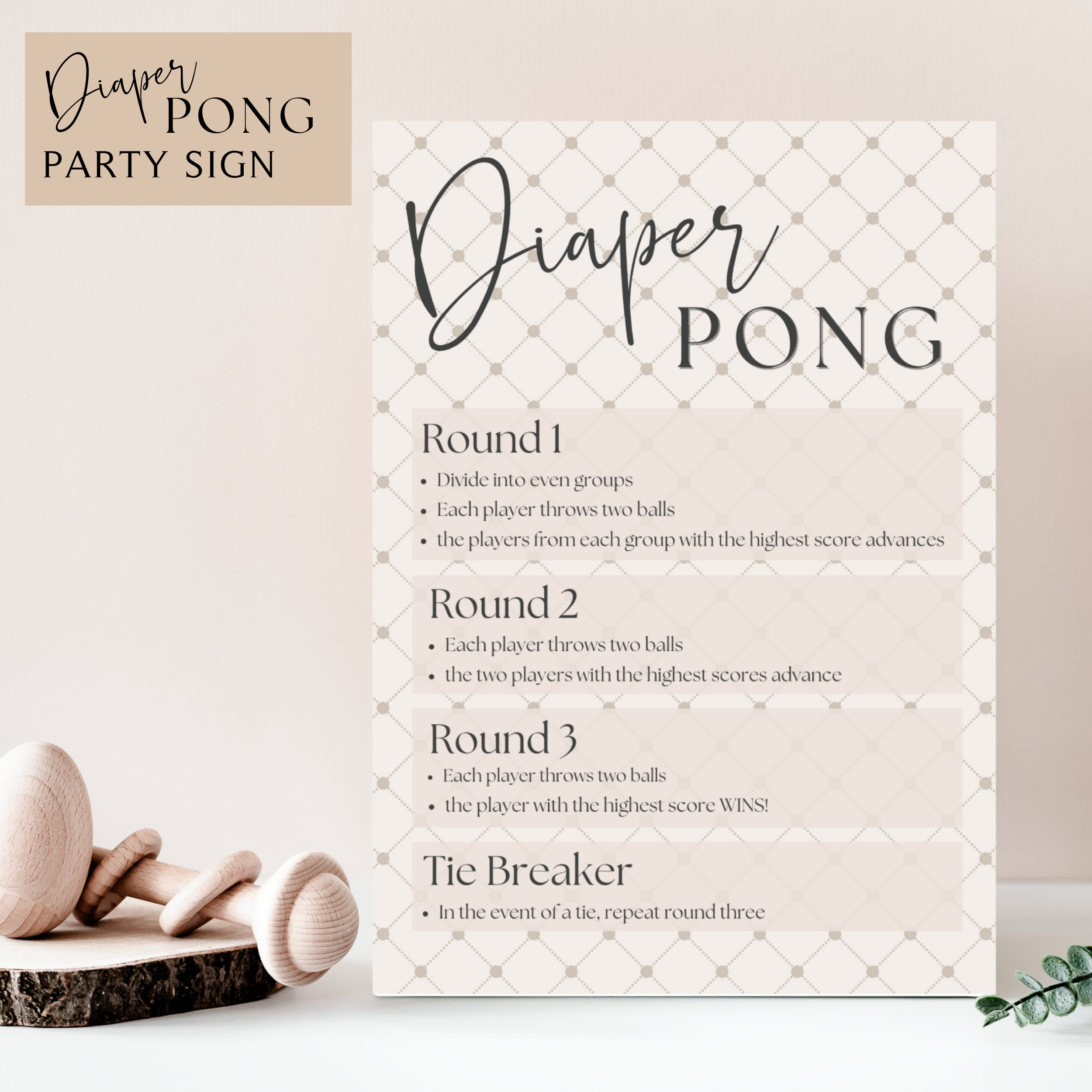 Diaper Pong Baby Shower Game Baby Shower Activity Instant Download ...