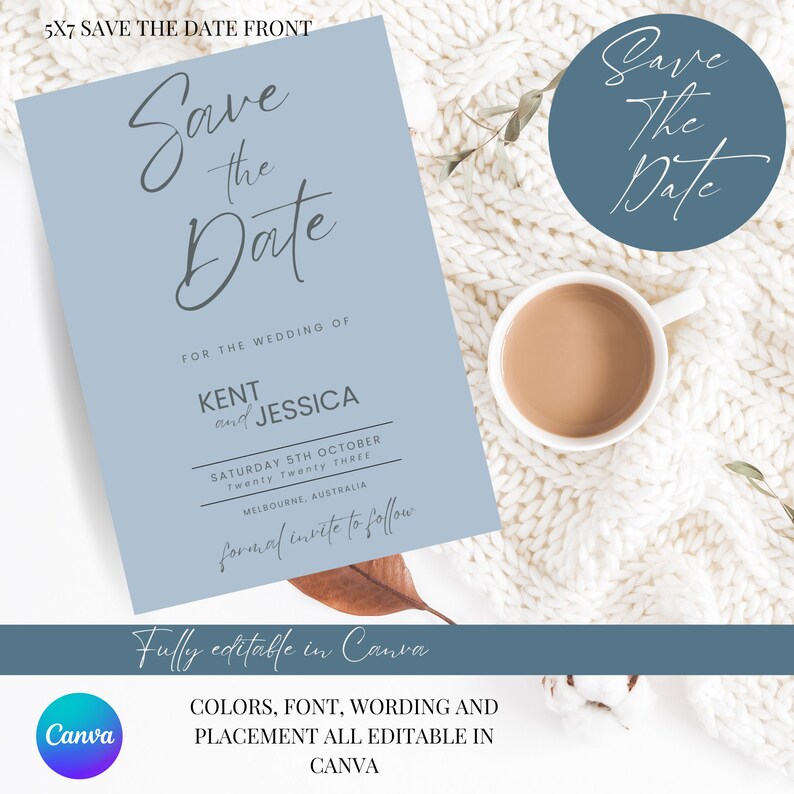 Printable Save the Date Announcement Canva, Save the Date Card, Save ...