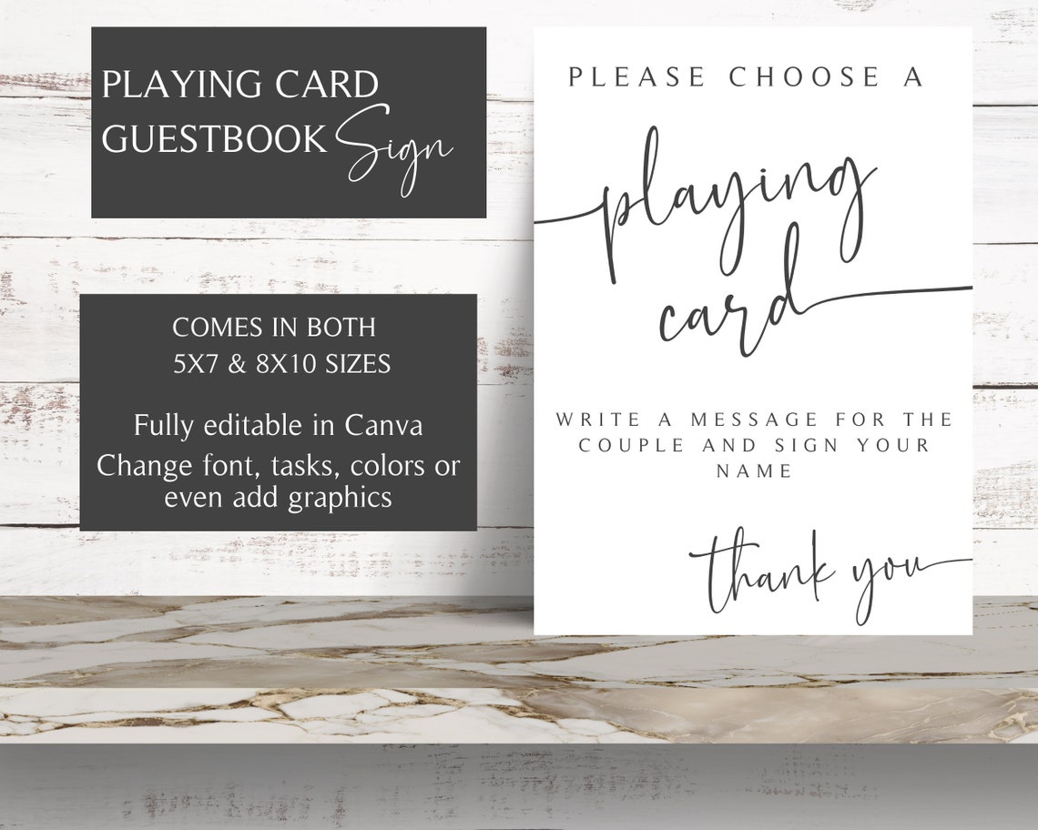 Playing Cards Guest Book, Please Sign Our Guest Book, Wedding Sign ...