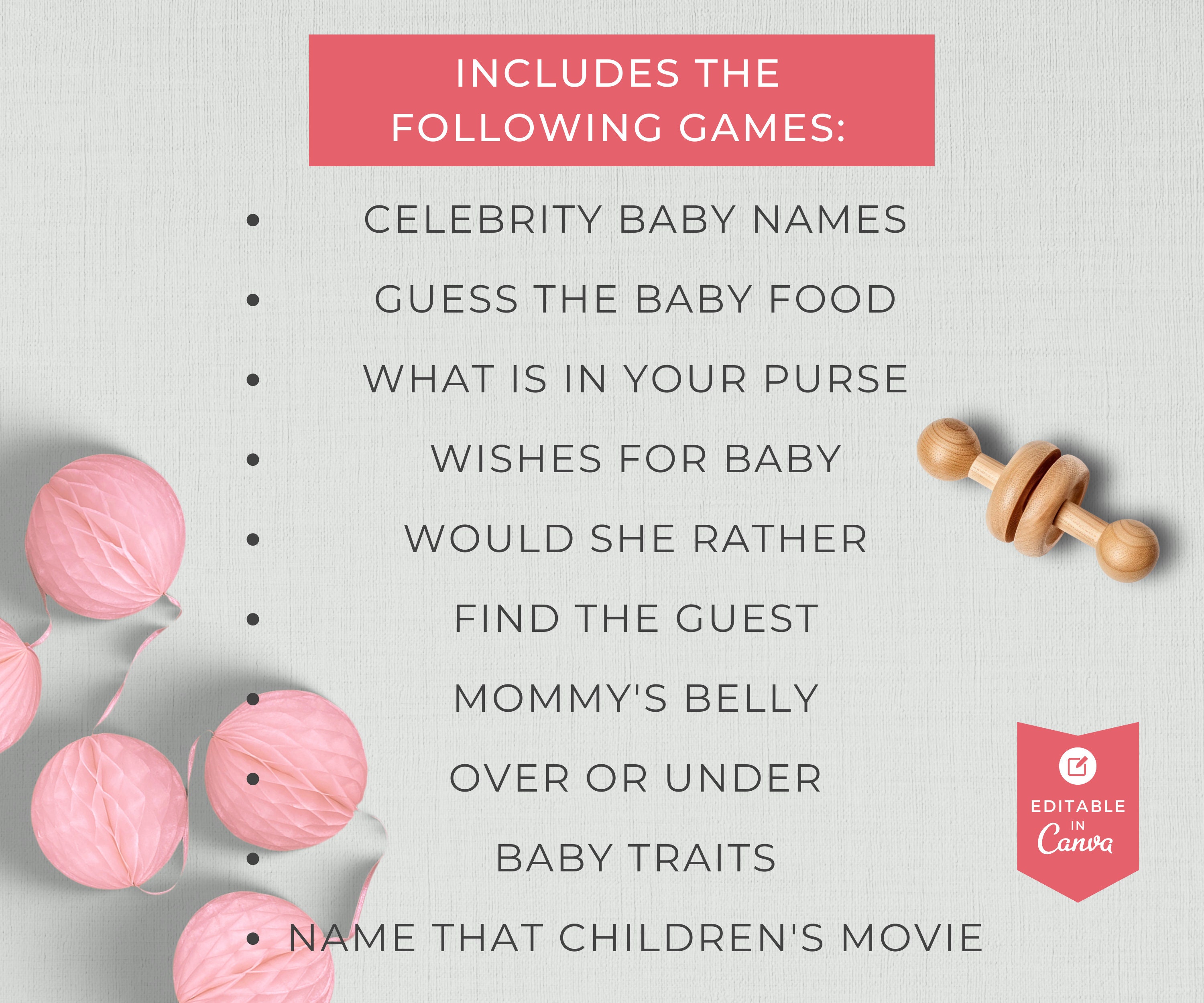 ALOHA Baby Shower Game Bundle: Tropical Printable Games (canva Editable ...