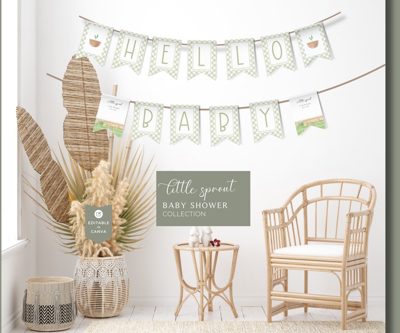 Little Sprout Shower Banner Template, Garden Baby Shower Bunting ...