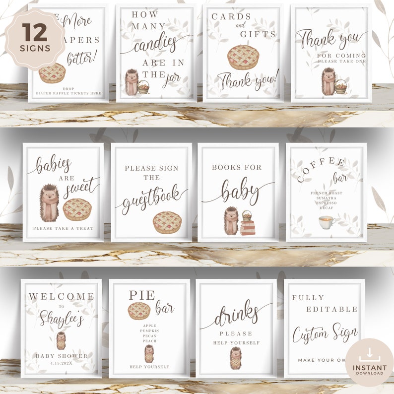 Pie Themed Baby Shower Signs, Cutie Pie Shower, Fall Baby Shower Sign ...