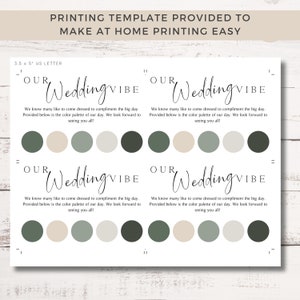 Wedding Attire Color Palette Card, Editable Printable, Guest Dress Code ...