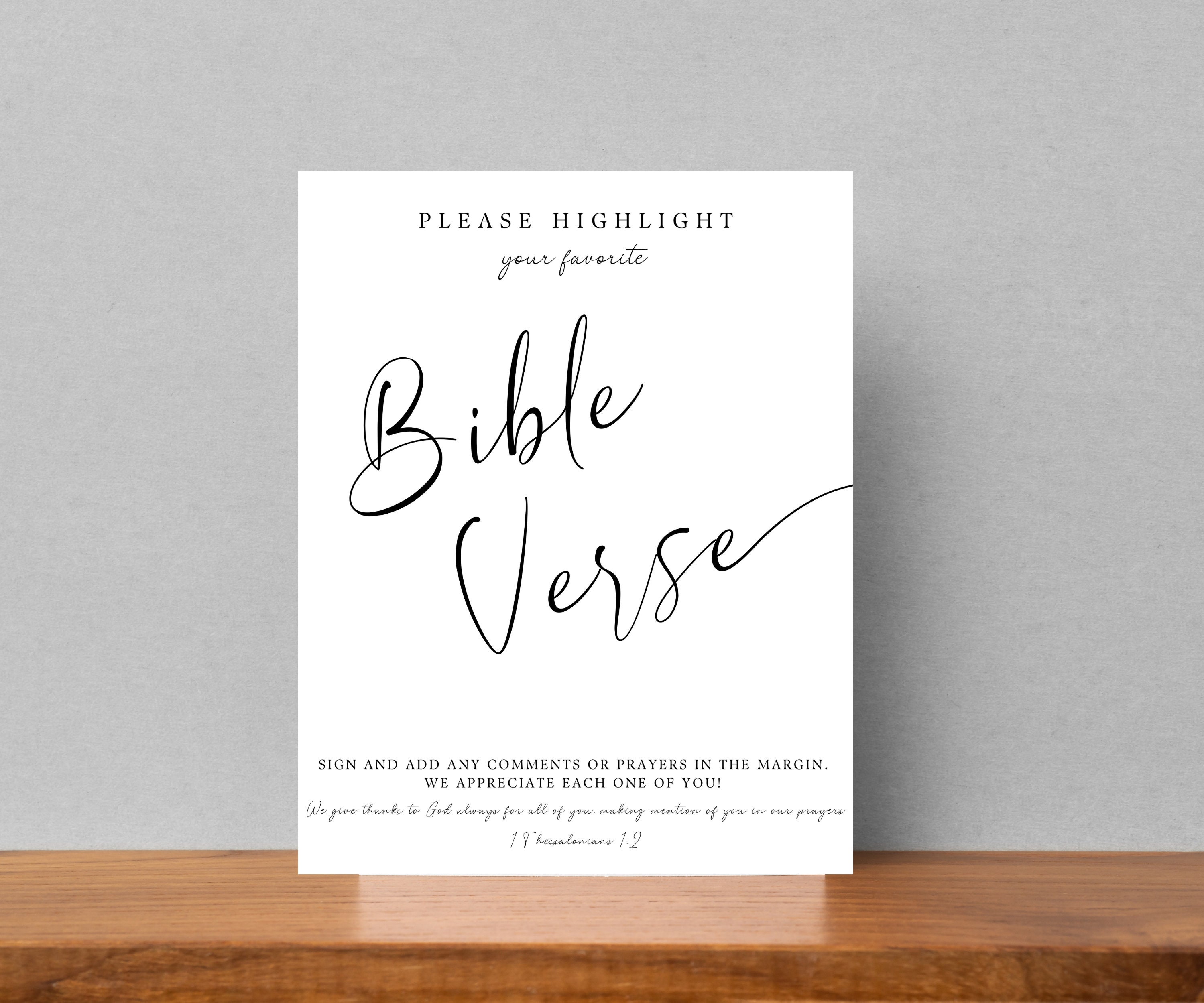 Wedding Bible Guest Book Sign Template, Please Highlight Your Favorite ...