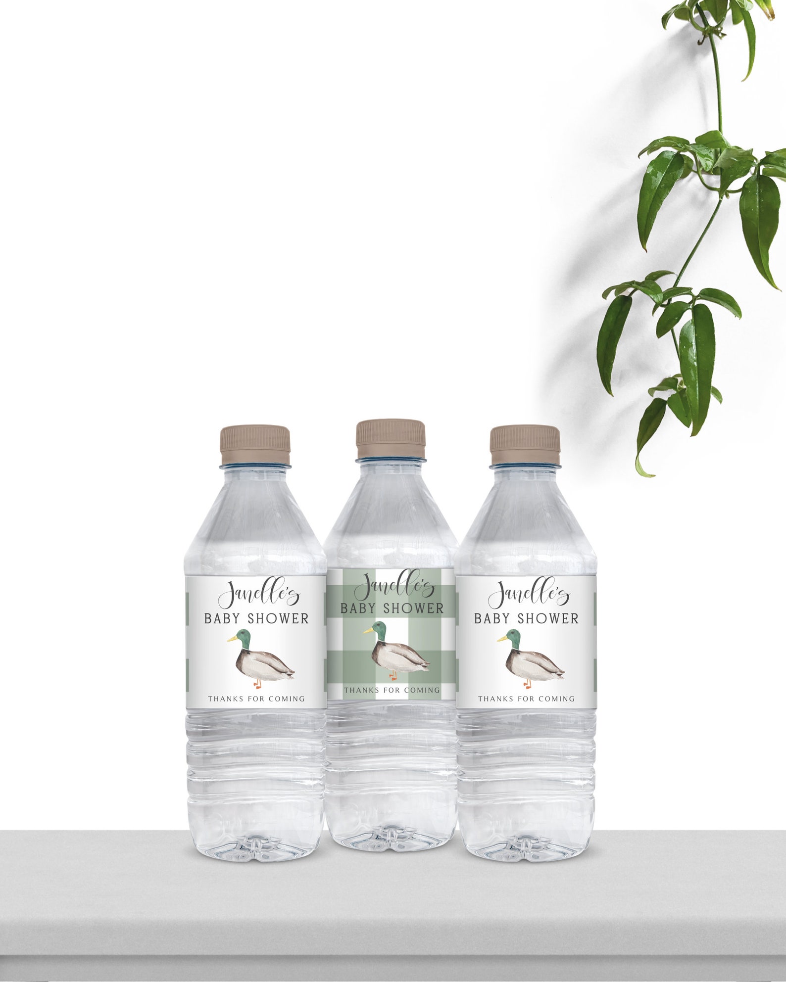 Mallard Duck Baby Shower, Water Bottle Label, Duck Party Favor, Duck ...