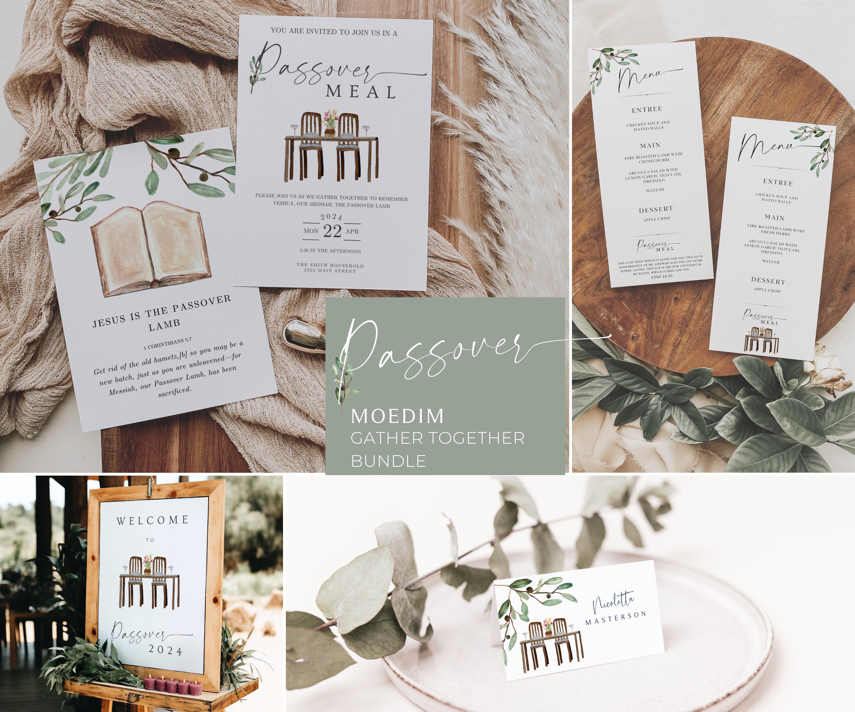 MESSIANIC Passover Celebration Bundle, Passover Invitation, Passover ...