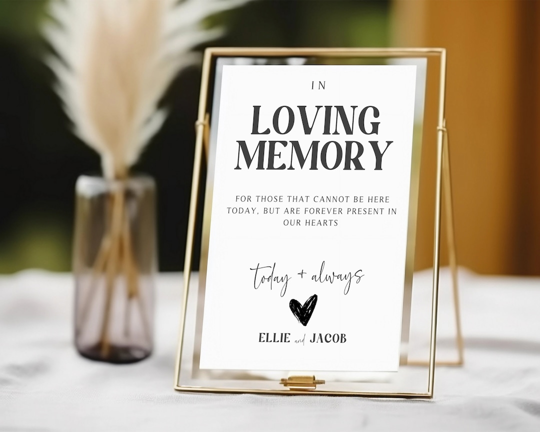 Printable in Loving Memory Wedding Sign, Forever in Our Hearts ...