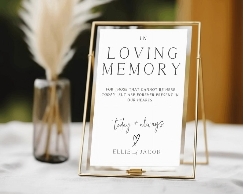 In Loving Memory Wedding Sign Printable, Forever in Our Hearts ...