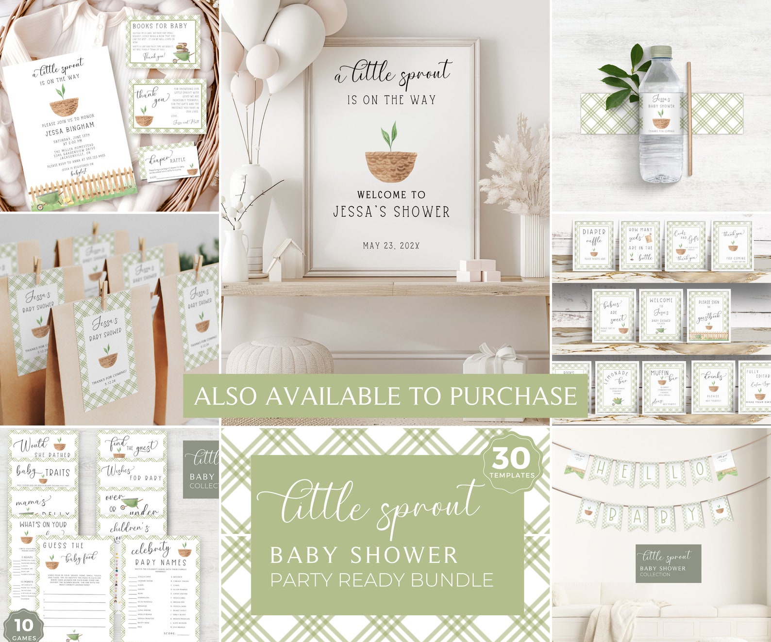 Little Sprout Baby Shower, Water Bottle Label, Plant Party Favor ...