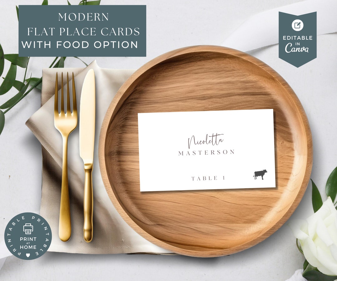 Place Cards With MEAL Option | MINIMALIST | Editable Canva Template ...