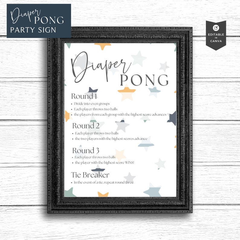 Diaper Pong Baby Shower Game Baby Shower Activity Instant - Etsy
