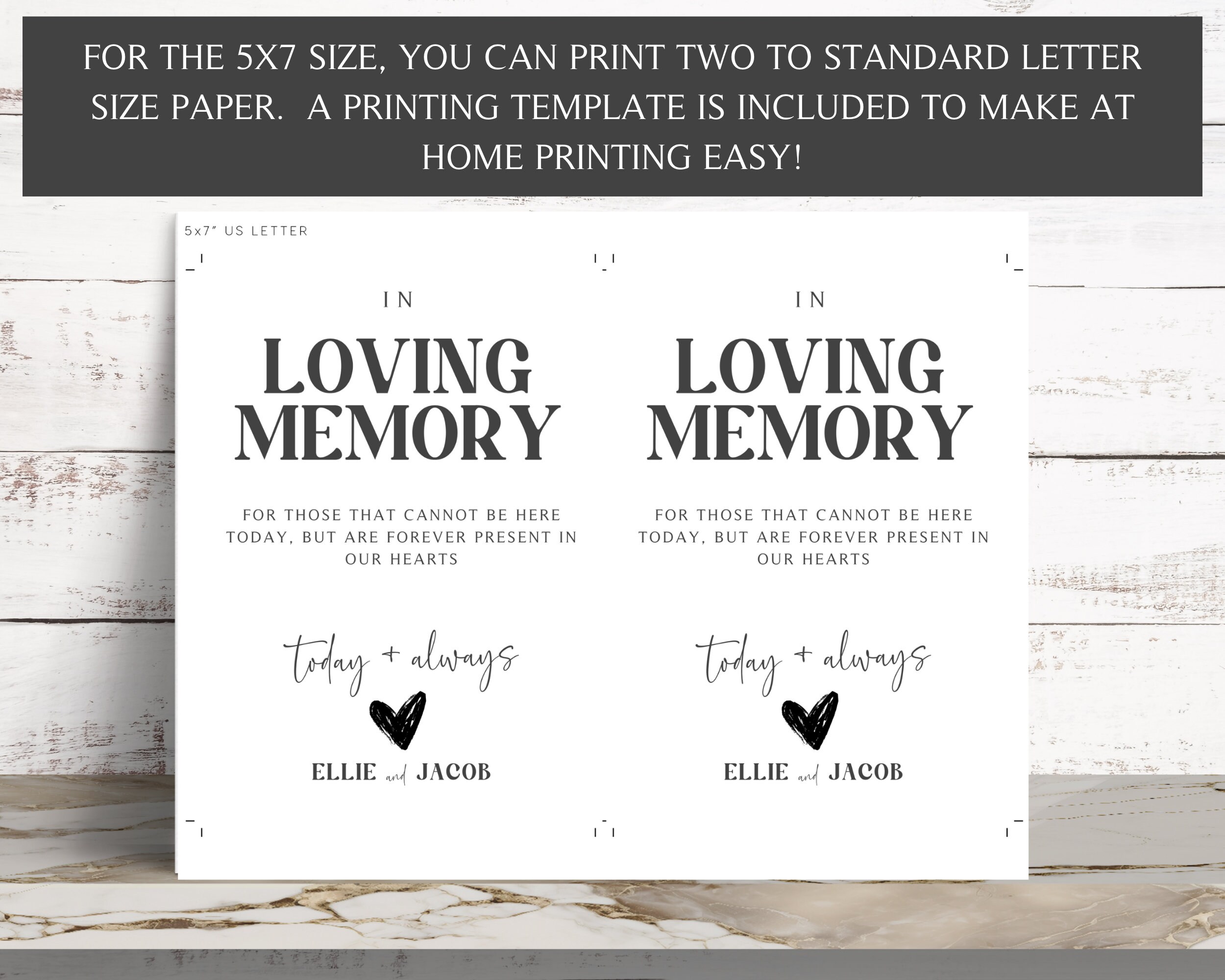 Printable in Loving Memory Wedding Sign, Forever in Our Hearts ...