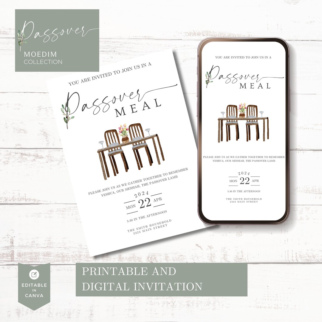 MESSIANIC Passover Seder Invitation, Digital Passover Invitation, Canva ...