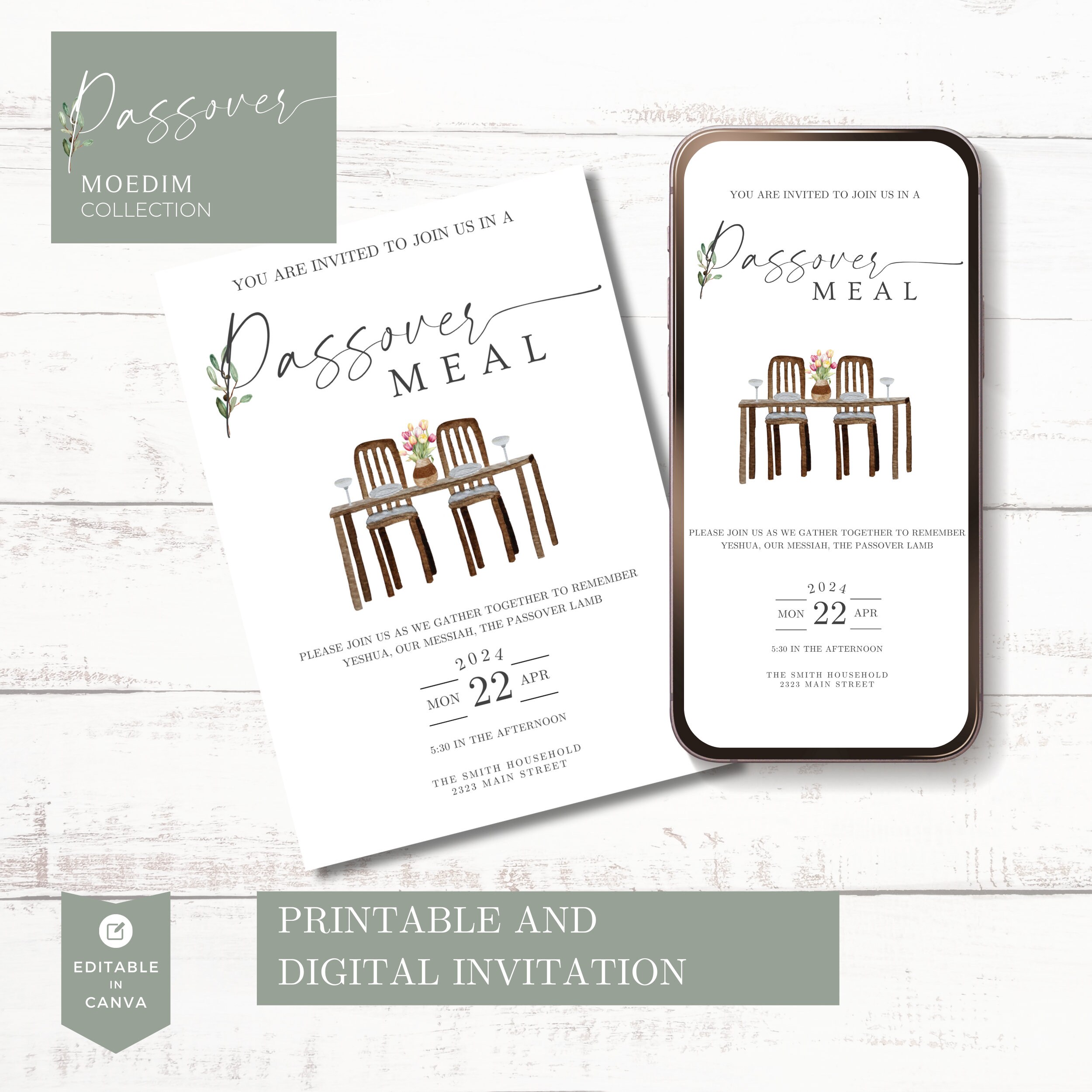 Messianic Passover Seder Invitation Digital Passover Invitation Canva
