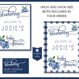 BLUEBERRY Baby Shower Welcome Sign | A Little Blueberry on the Way ...