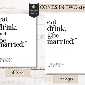 Eat Drink and Be Married Wedding Sign, Rehearsal Dinner Sign, Wedding ...