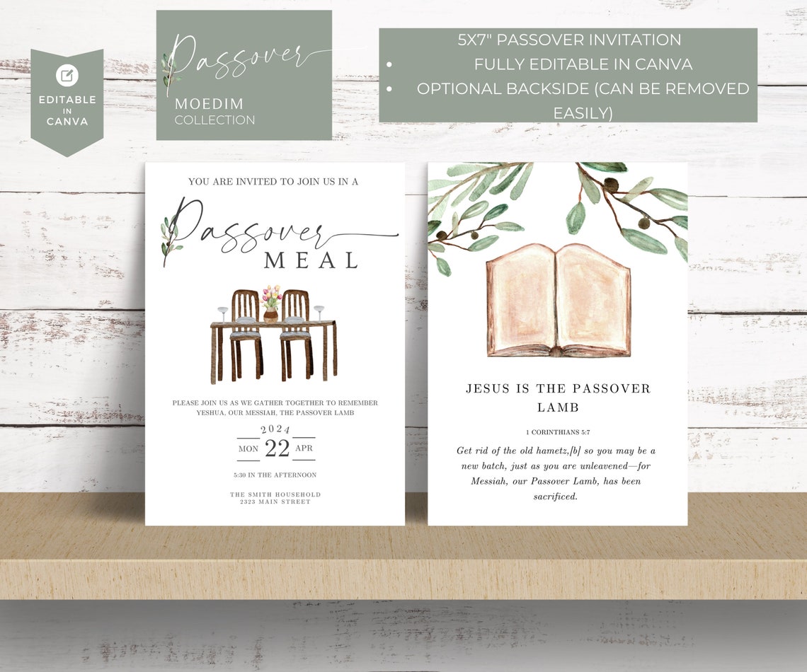 Messianic Passover Seder Invitation Messianic Passover Invitation Canva Template 5x7 Size