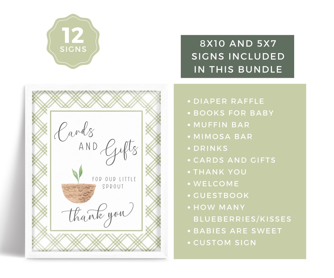 Little Sprout Baby Shower Signs, Locally Grown, Baby Shower Bundle ...