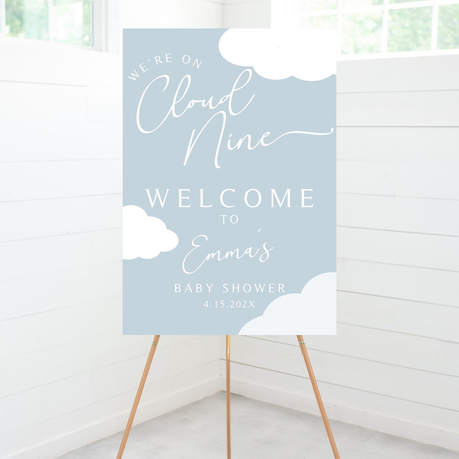 On Cloud Nine Baby Shower Sign, Welcome Baby Shower, Cloud Shower ...