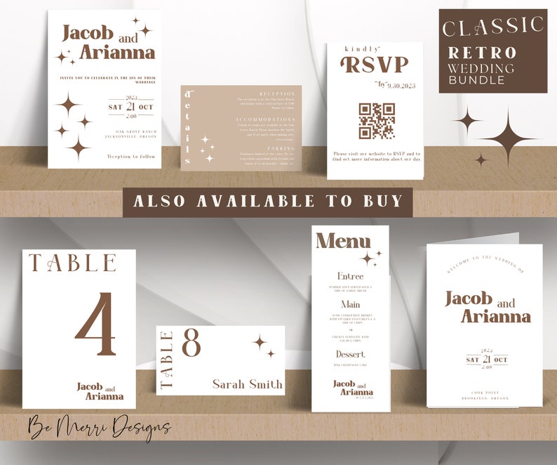 Retro Table Number Template Canva Wedding Signage Editable - Etsy