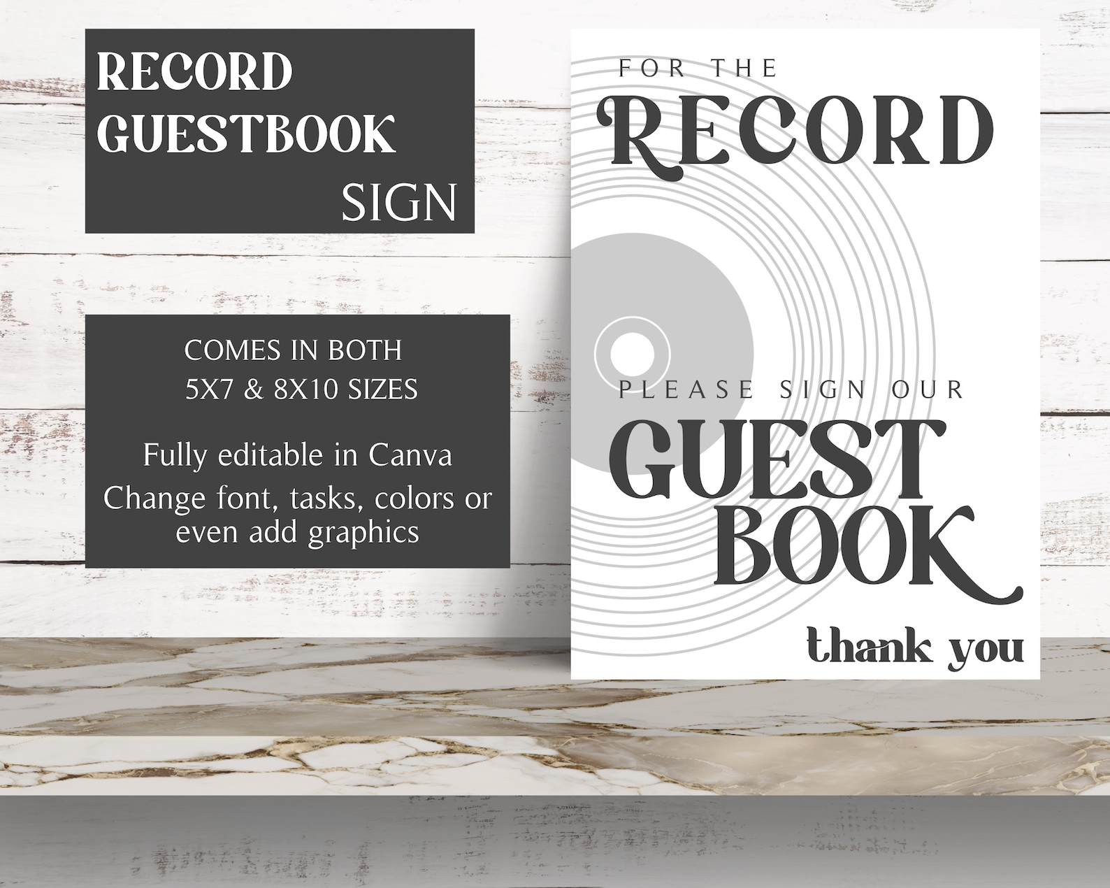 Record Wedding Guestbook Sign, for the Record Guestbook, Please Sign ...