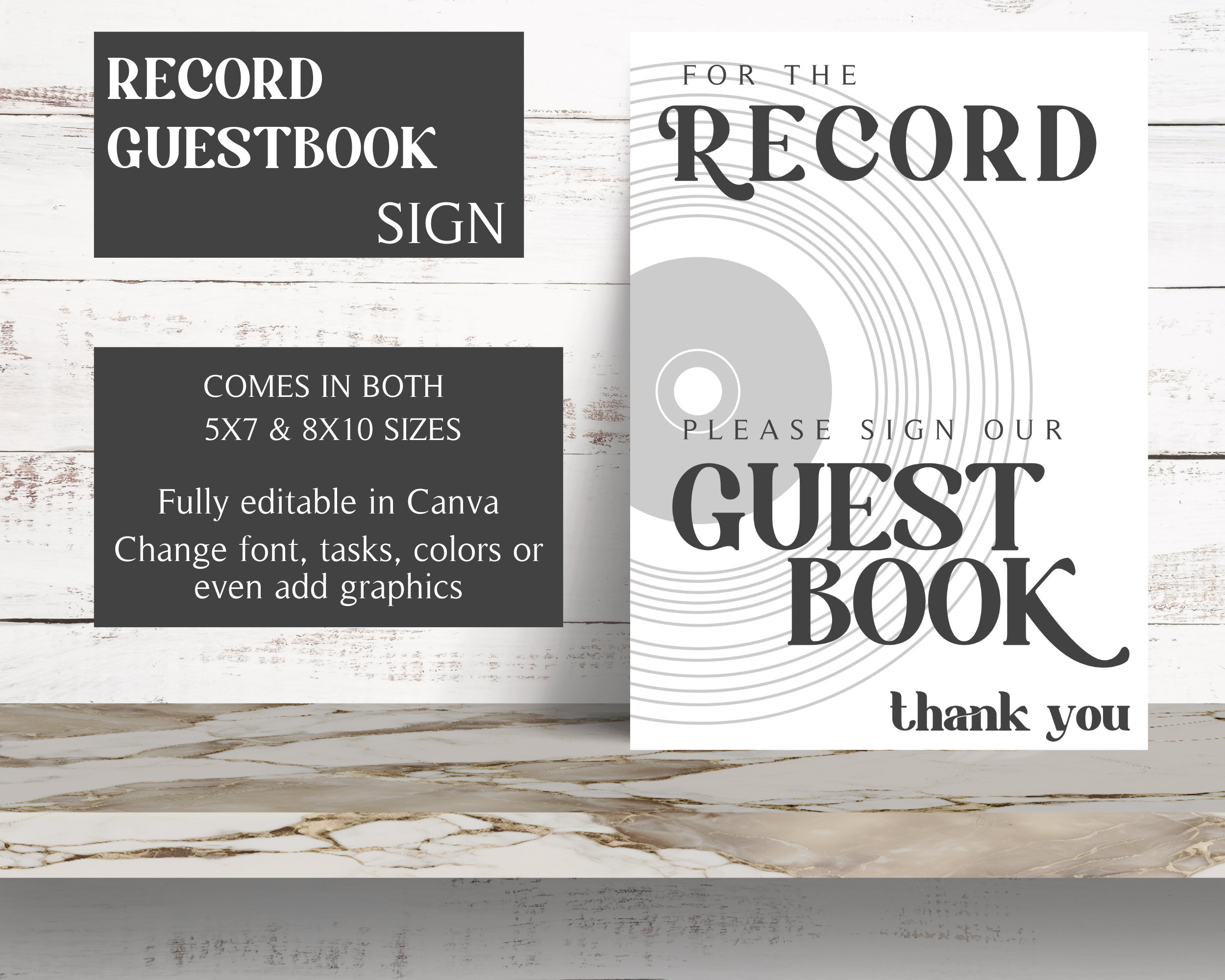 Record Wedding Guestbook Sign, for the Record Guestbook, Please Sign ...