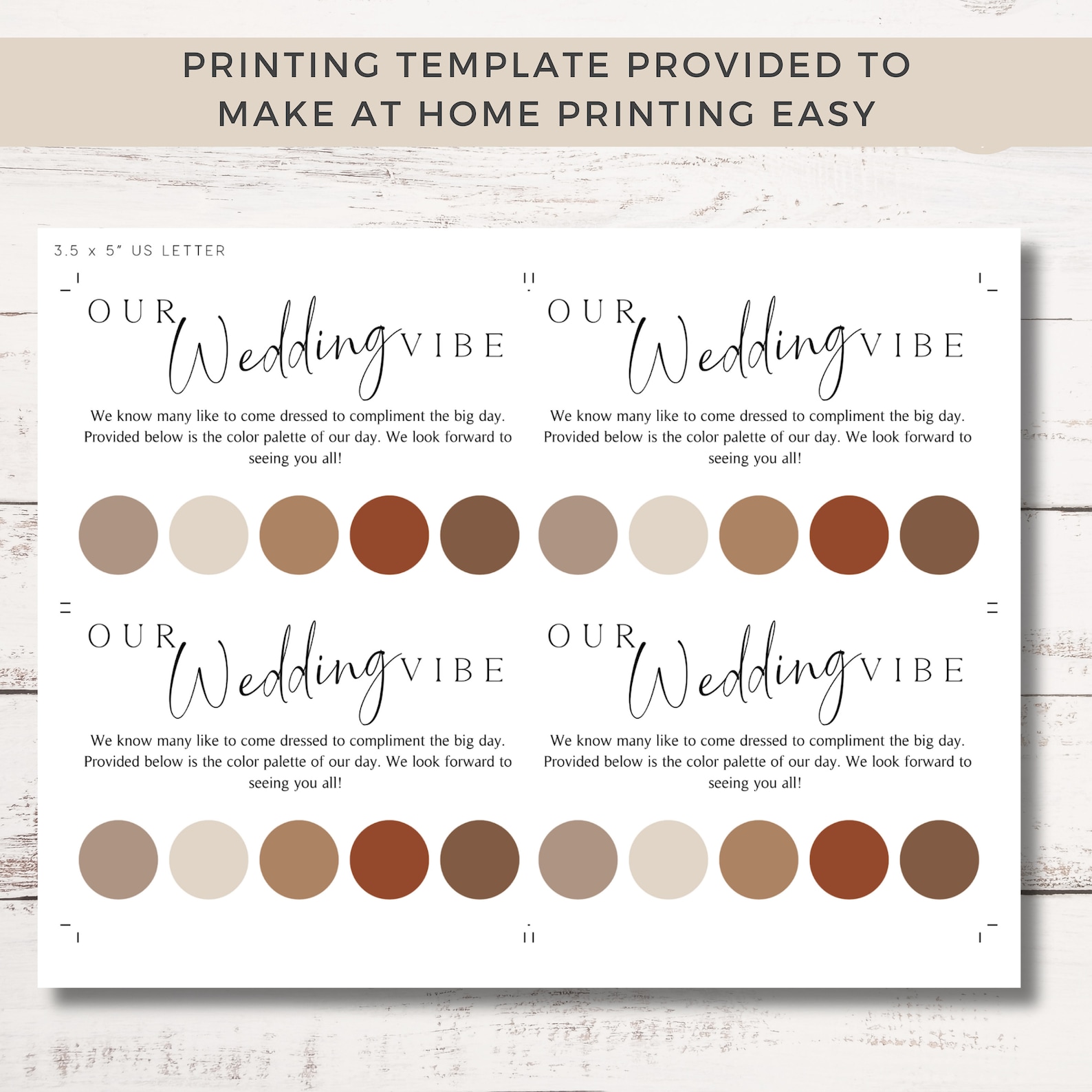 Wedding Color Palette Card | Editable Wedding Dress Code Card | Canva ...