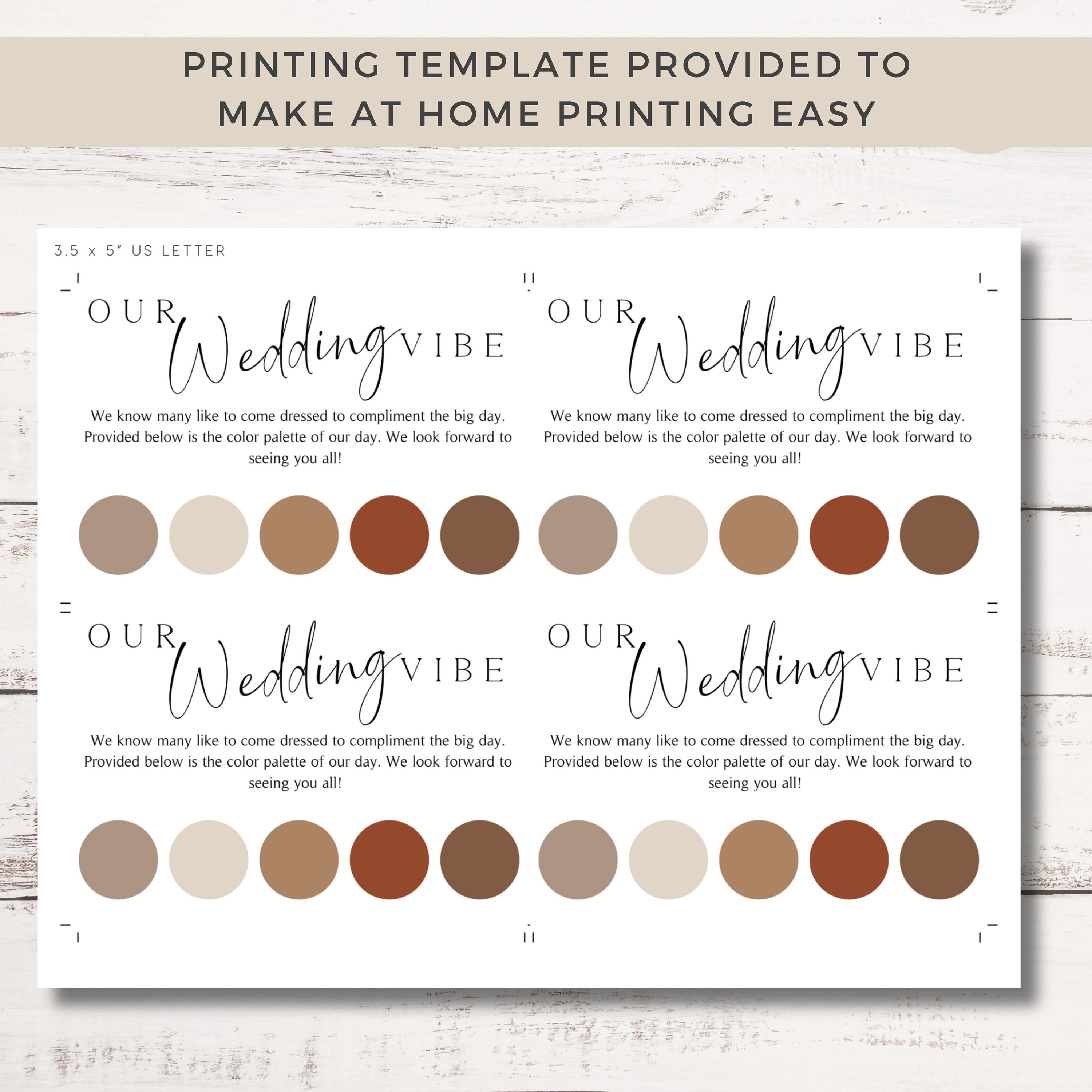 Wedding Color Palette Card Editable Wedding Dress Code Card Canva Dress ...