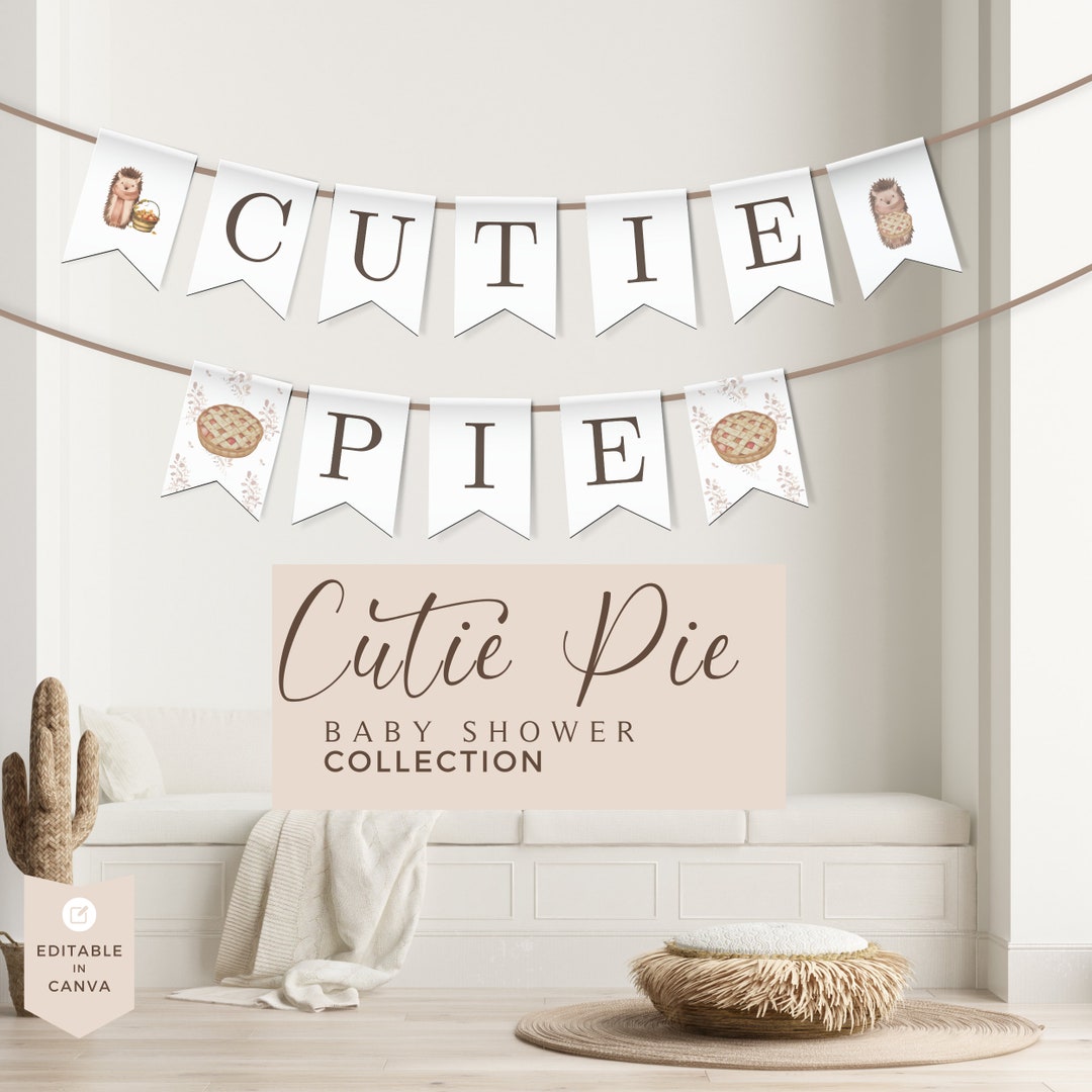 CUTIE PIE Baby Shower Banner Template, FALL Baby Shower Bunting ...