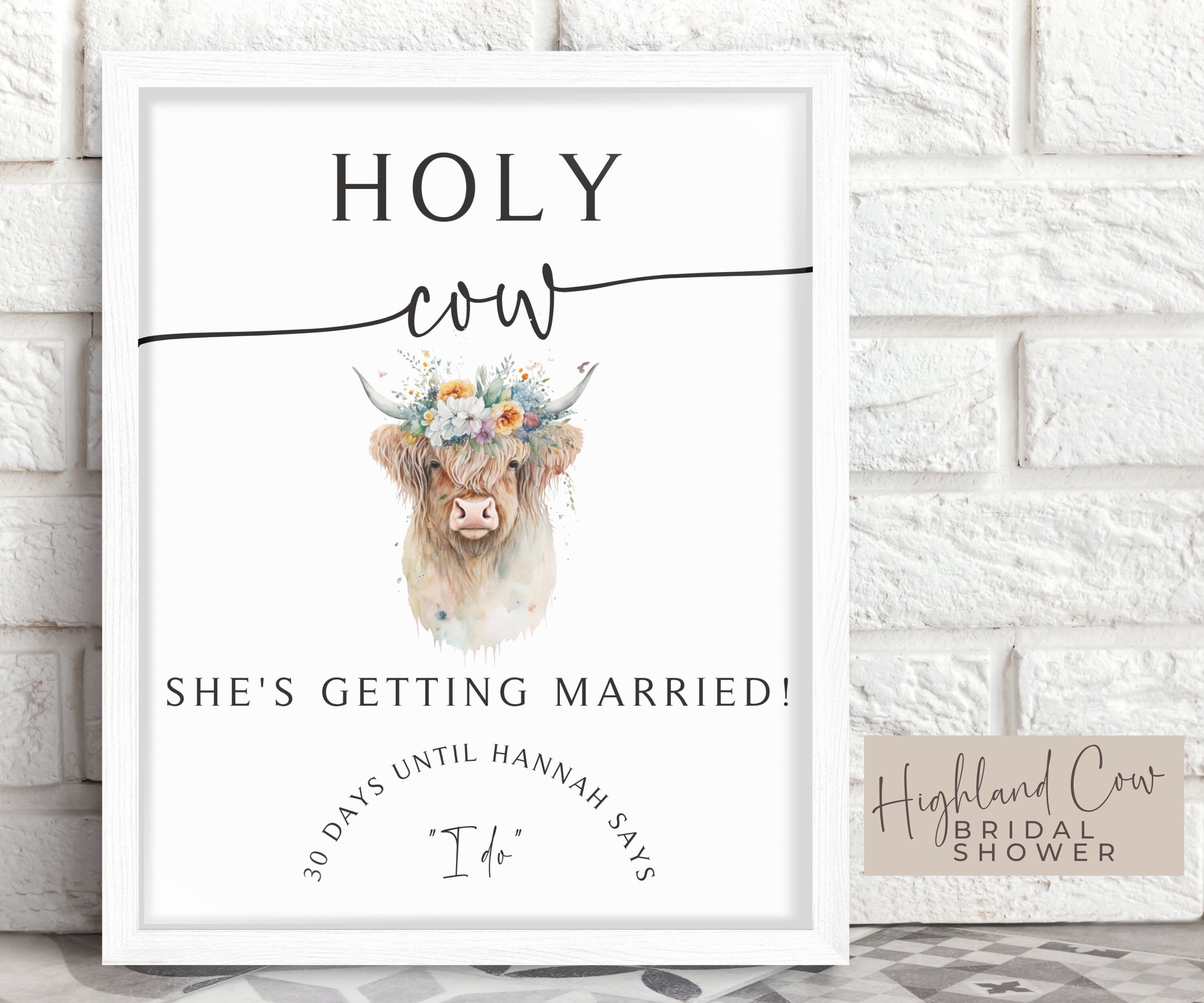 Highland Cow Bridal Shower Sign Bundle: Editable Templates (digital ...