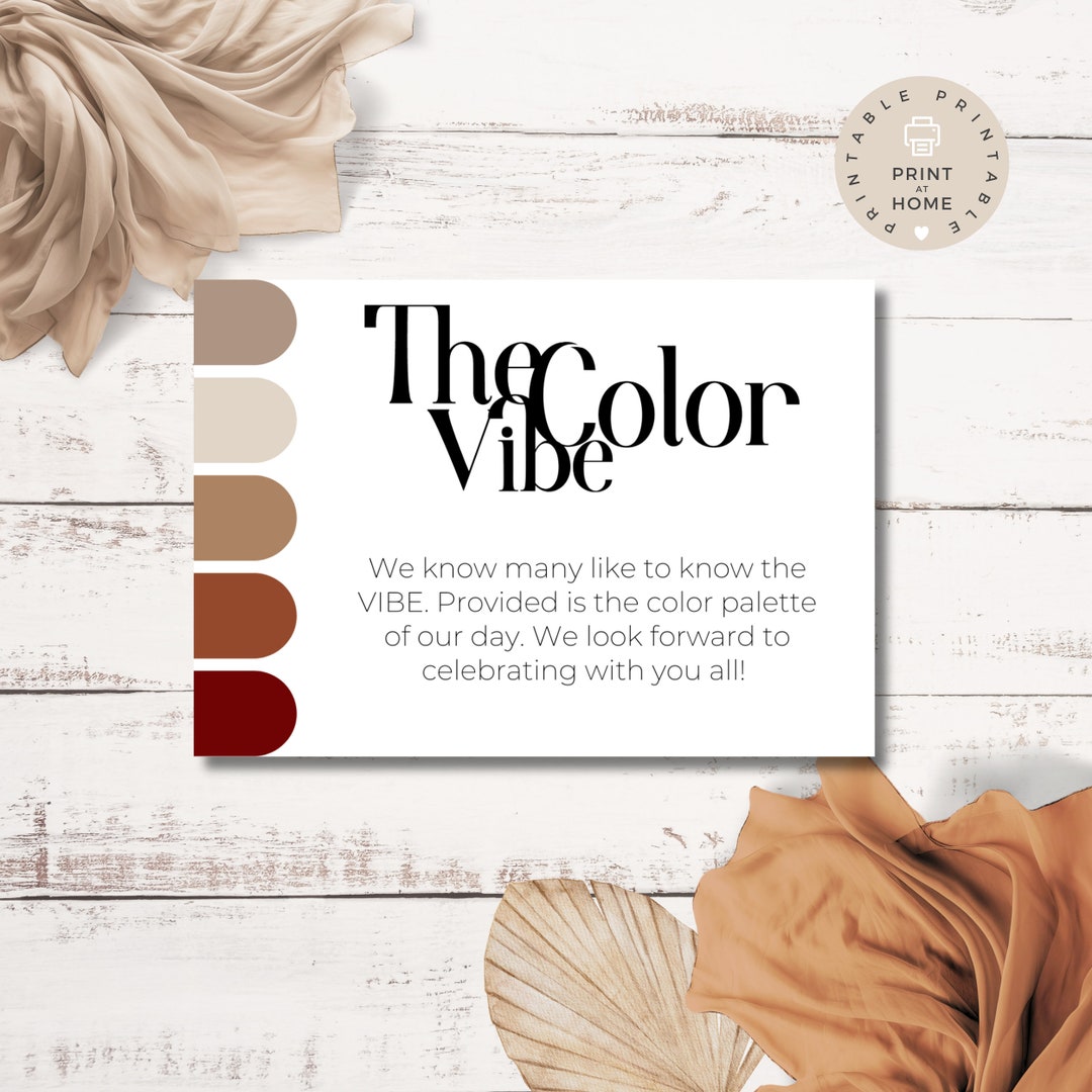 Wedding Attire Dress Code | RETRO | Editable Wedding Color Palette Card ...