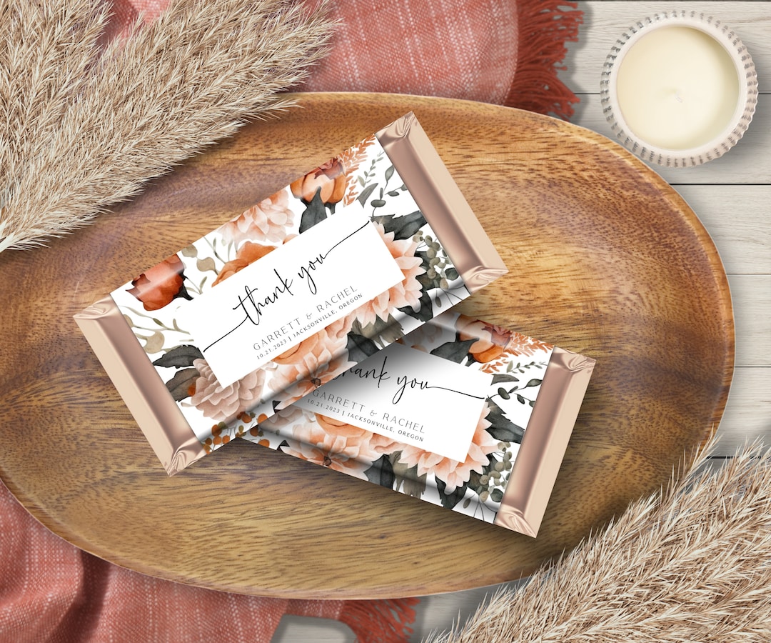 Wedding Chocolate Bar Wrapper, Printable Boho Chocolate Bar Wrapper ...