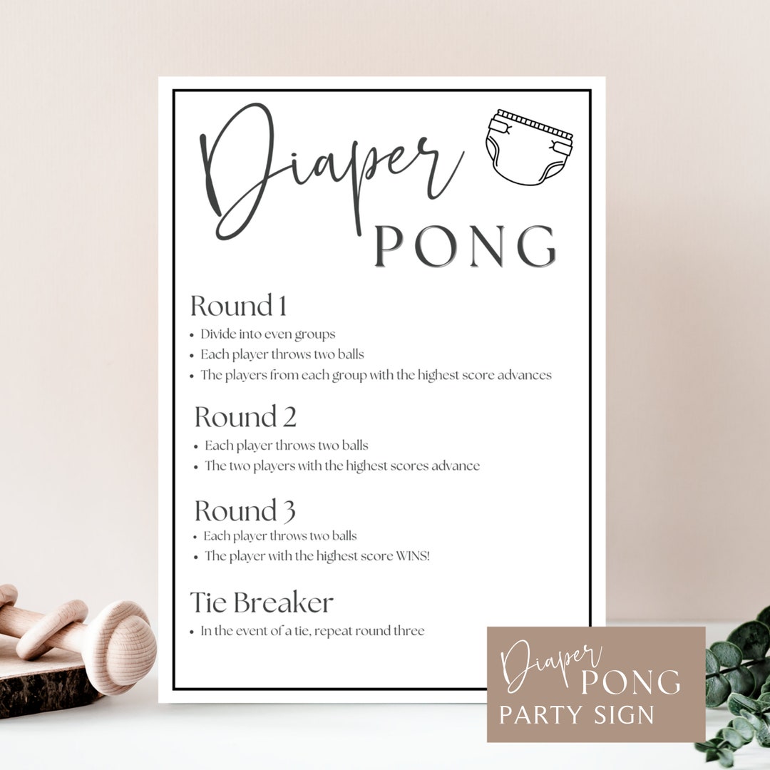 Diaper Pong Baby Shower Game | Baby Shower Activity | Instant Download ...