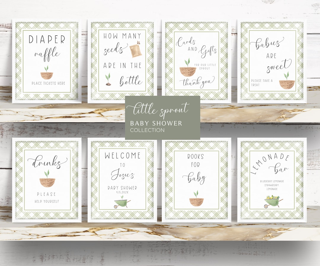 Little Sprout Baby Shower Signs, Locally Grown, Baby Shower Bundle ...