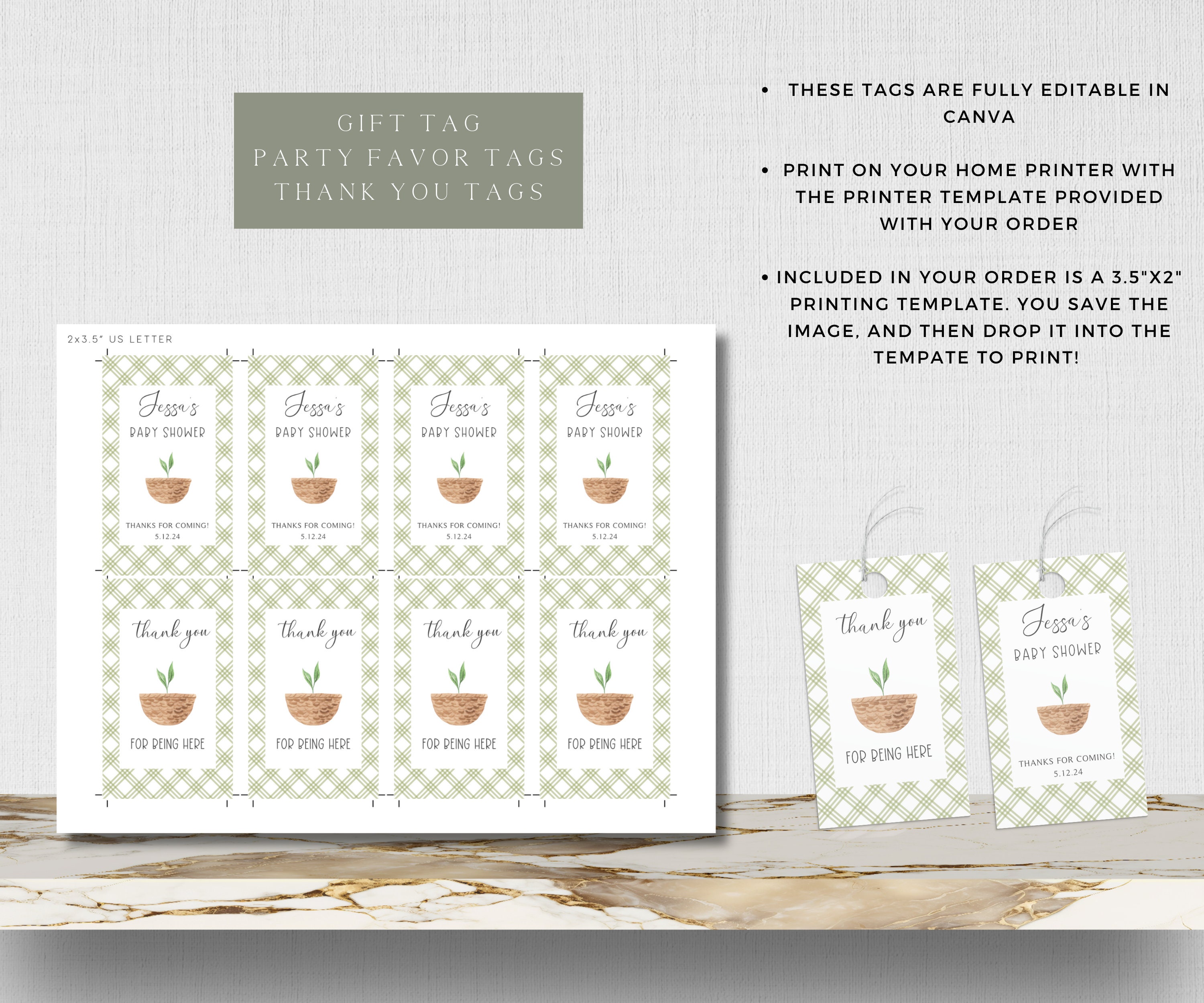 Little Sprout Thank You Tag, Locally Grown Baby Shower, Thank You Favor ...