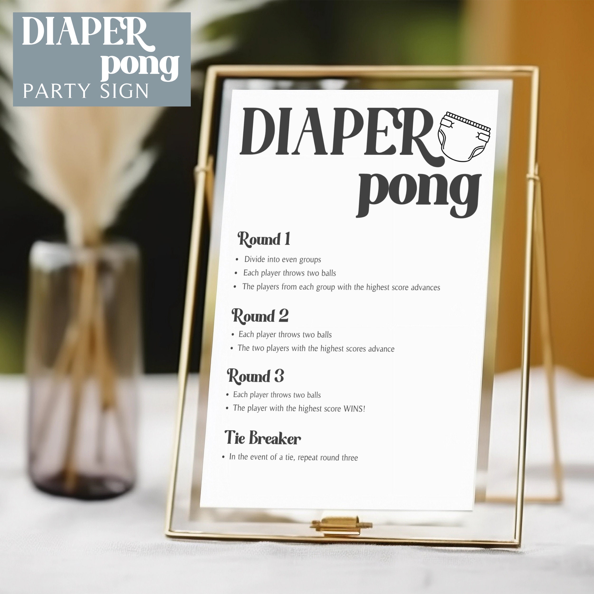 Diaper Pong Baby Shower Game Baby Shower Activity Instant Download ...