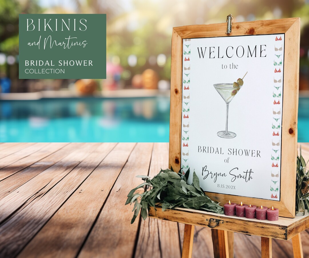 Bikinis and Martinis Welcome Sign, Bridal Shower Welcome Sign, Tini Bit ...